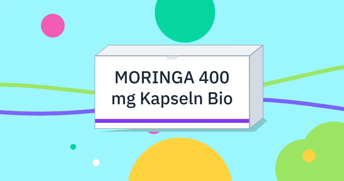 Symbolbild: Packung mit der Aufschrift MORINGA 400 mg Kapseln Bio (PZN 14355126) – Verfügbarkeit und Bezug in Apotheken in Frankfurt am Main