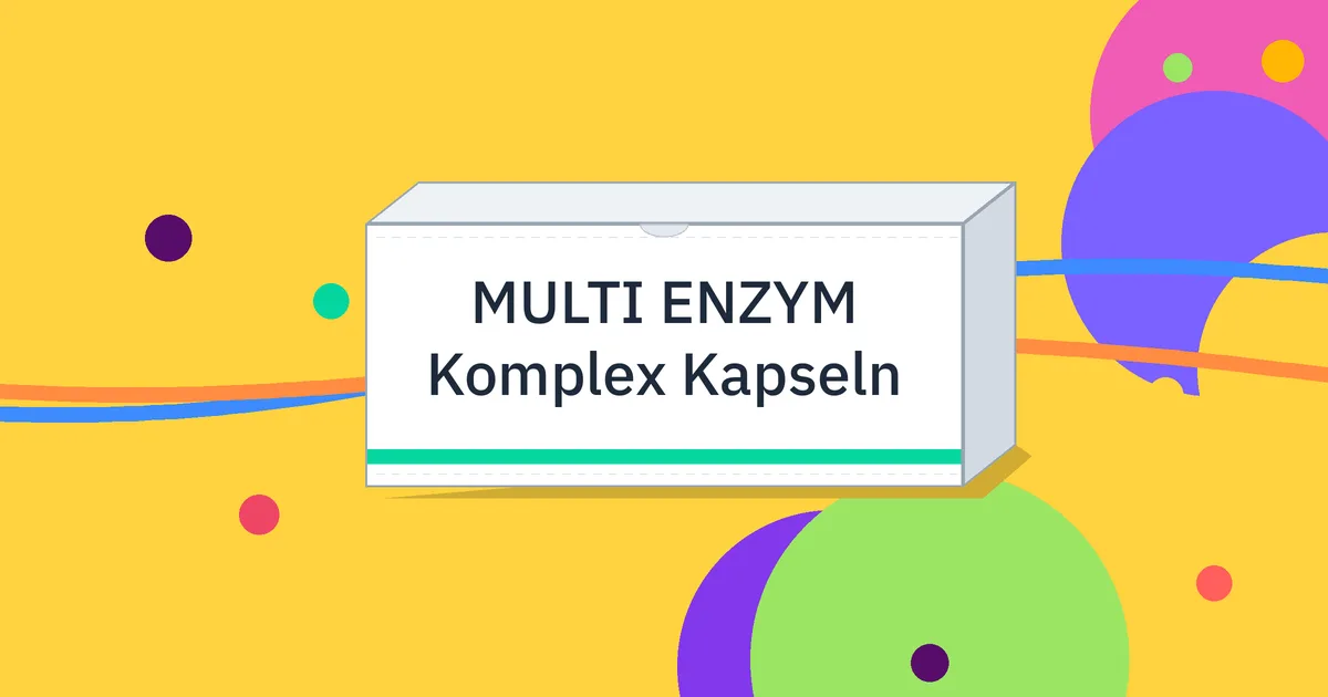 Symbolbild: Packung mit der Aufschrift MULTI ENZYM Komplex Kapseln (PZN 16666936) – Verfügbarkeit und Bezug in Apotheken in Frankfurt am Main