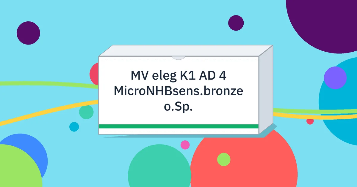 Symbolbild: Packung mit der Aufschrift MV eleg K1 AD 4 MicroNHBsens.bronze o.Sp. (PZN 15669631) – Verfügbarkeit und Bezug in Apotheken in Frankfurt am Main