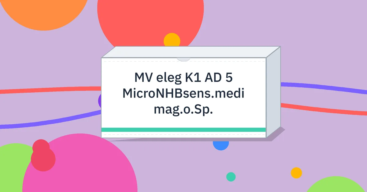 Symbolbild: Packung mit der Aufschrift MV eleg K1 AD 5 MicroNHBsens.medi mag.o.Sp. (PZN 15669499) – Verfügbarkeit und Bezug in Apotheken in Frankfurt am Main