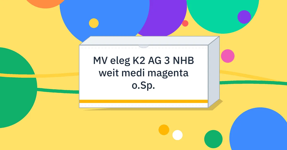 Symbolbild: Packung mit der Aufschrift MV eleg K2 AG 3 NHB weit medi magenta o.Sp. (PZN 15728693) – Verfügbarkeit und Bezug in Apotheken in Frankfurt am Main