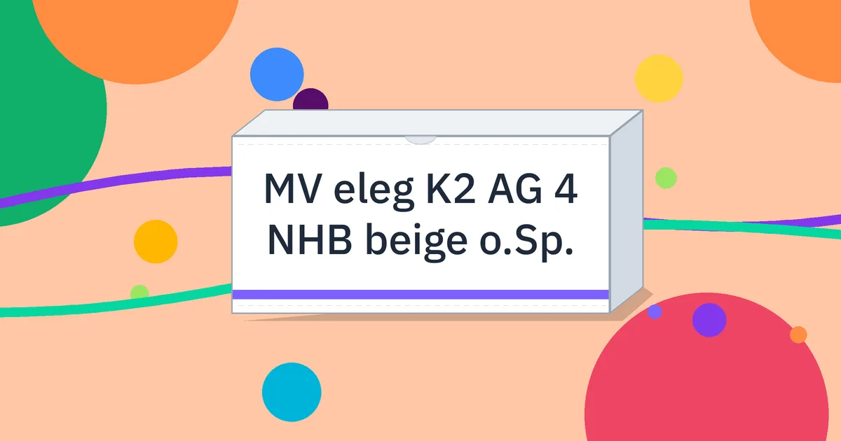 Symbolbild: Packung mit der Aufschrift MV eleg K2 AG 4 NHB beige o.Sp. (PZN 15730804) – Verfügbarkeit und Bezug in Apotheken in Frankfurt am Main