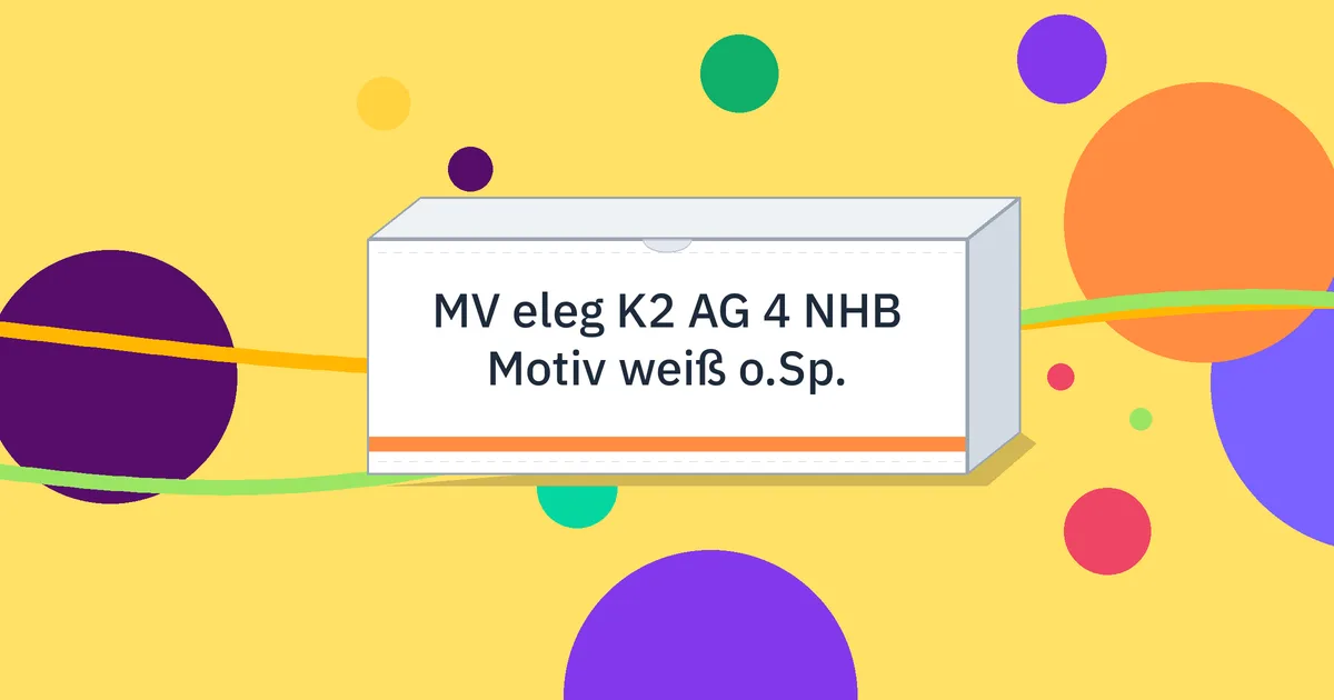 Symbolbild: Packung mit der Aufschrift MV eleg K2 AG 4 NHB Motiv weiß o.Sp. (PZN 15723299) – Verfügbarkeit und Bezug in Apotheken in Frankfurt am Main