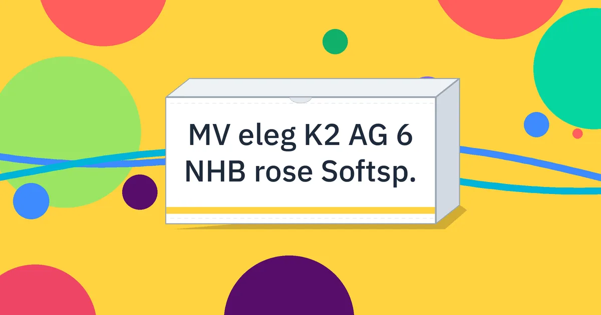 Symbolbild: Packung mit der Aufschrift MV eleg K2 AG 6 NHB rose Softsp. (PZN 15730359) – Verfügbarkeit und Bezug in Apotheken in Frankfurt am Main