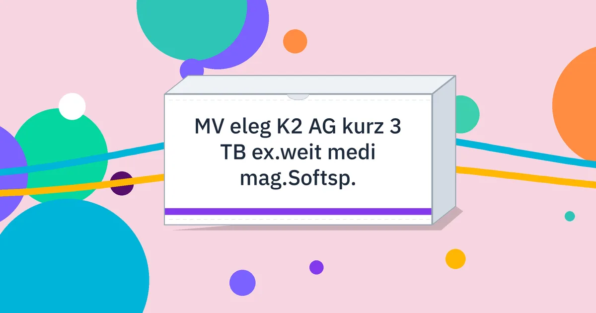 Symbolbild: Packung mit der Aufschrift MV eleg K2 AG kurz 3 TB ex.weit medi mag.Softsp. (PZN 14637563) – Verfügbarkeit und Bezug in Apotheken in Frankfurt am Main