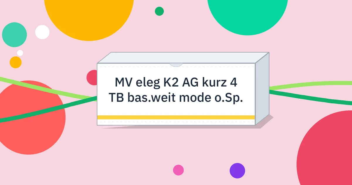 Symbolbild: Packung mit der Aufschrift MV eleg K2 AG kurz 4 TB bas.weit mode o.Sp. (PZN 09863056) – Verfügbarkeit und Bezug in Apotheken in Frankfurt am Main