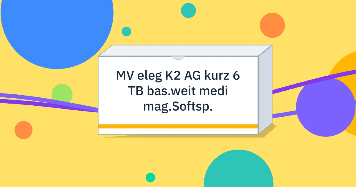 Symbolbild: Packung mit der Aufschrift MV eleg K2 AG kurz 6 TB bas.weit medi mag.Softsp. (PZN 14638628) – Verfügbarkeit und Bezug in Apotheken in Frankfurt am Main