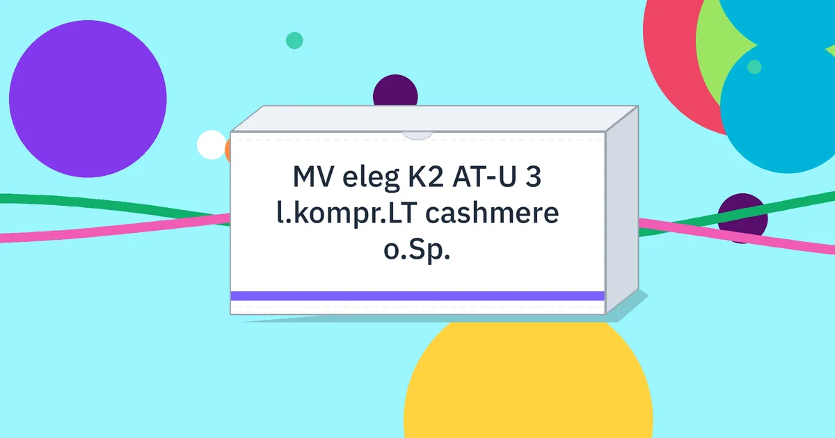 Symbolbild: Packung mit der Aufschrift MV eleg K2 AT-U 3 l.kompr.LT cashmere o.Sp. (PZN 15289638) – Verfügbarkeit und Bezug in Apotheken in Frankfurt am Main