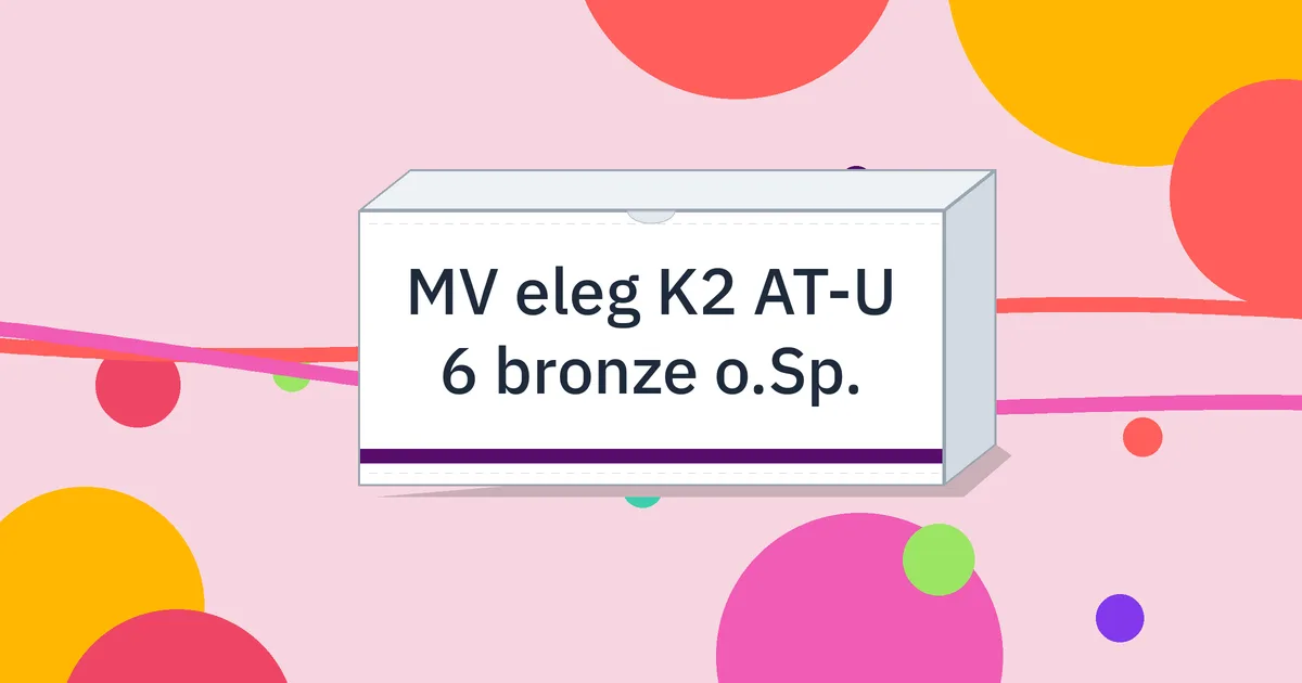 Symbolbild: Packung mit der Aufschrift MV eleg K2 AT-U 6 bronze o.Sp. (PZN 15288633) – Verfügbarkeit und Bezug in Apotheken in Frankfurt am Main