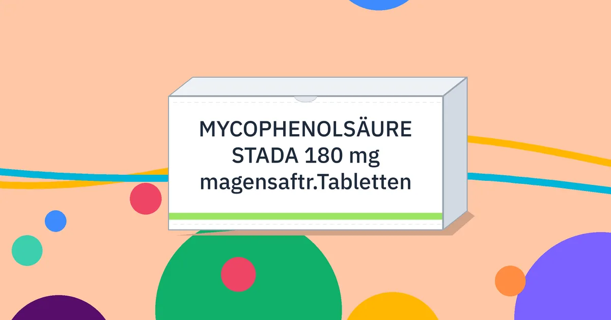 Symbolbild: Packung mit der Aufschrift MYCOPHENOLSÄURE STADA 180 mg magensaftr.Tabletten (PZN 18134882) – Verfügbarkeit und Bezug in Apotheken in Frankfurt am Main