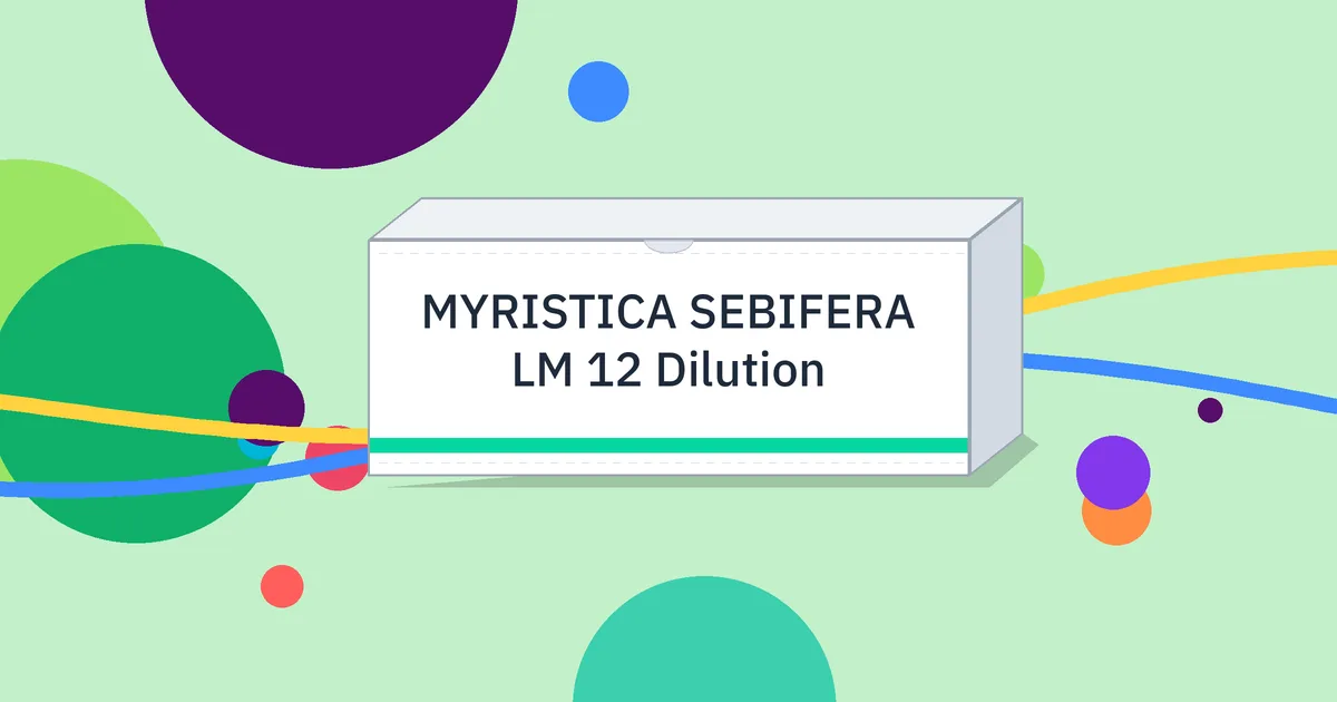 Symbolbild: Packung mit der Aufschrift MYRISTICA SEBIFERA LM 12 Dilution (PZN 13612578) – Verfügbarkeit und Bezug in Apotheken in Frankfurt am Main