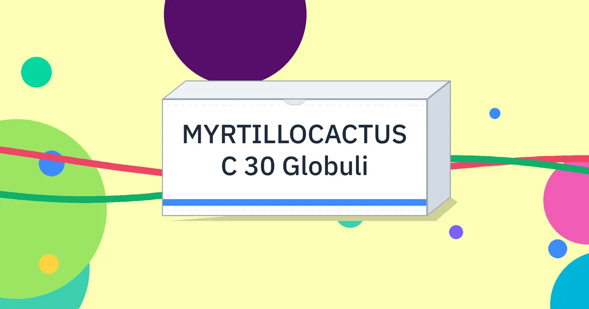 Symbolbild: Packung mit der Aufschrift MYRTILLOCACTUS C 30 Globuli (PZN 16692649) – Verfügbarkeit und Bezug in Apotheken in Frankfurt am Main