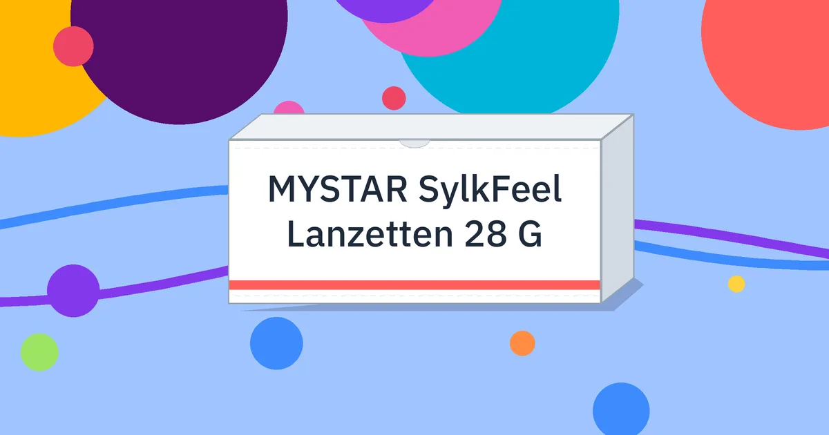 Symbolbild: Packung mit der Aufschrift MYSTAR SylkFeel Lanzetten 28 G (PZN 00927636) – Verfügbarkeit und Bezug in Apotheken in Frankfurt am Main