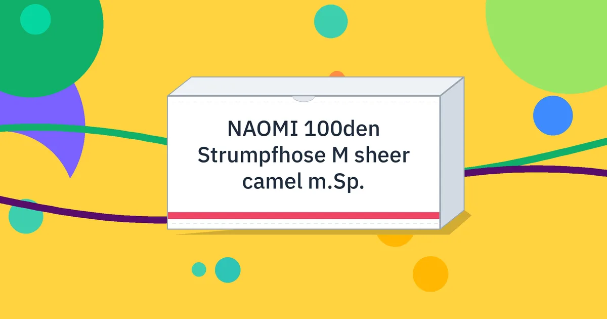 Symbolbild: Packung mit der Aufschrift NAOMI 100den Strumpfhose M sheer camel m.Sp. (PZN 16177462) – Verfügbarkeit und Bezug in Apotheken in Frankfurt am Main