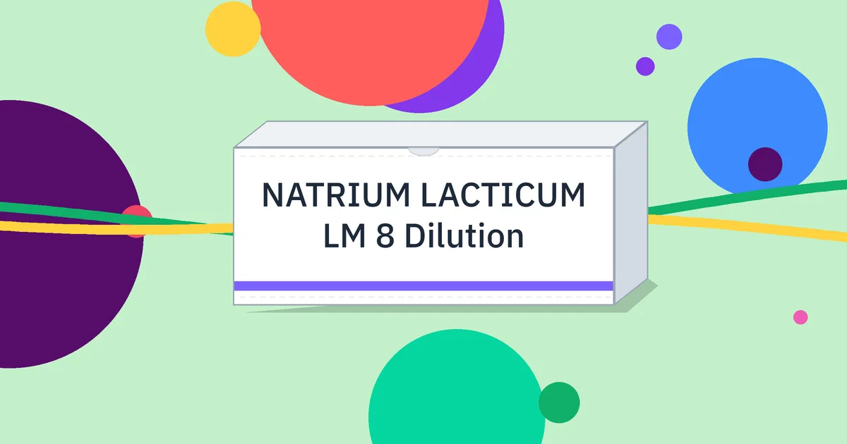 Symbolbild: Packung mit der Aufschrift NATRIUM LACTICUM LM 8 Dilution (PZN 12964743) – Verfügbarkeit und Bezug in Apotheken in Frankfurt am Main