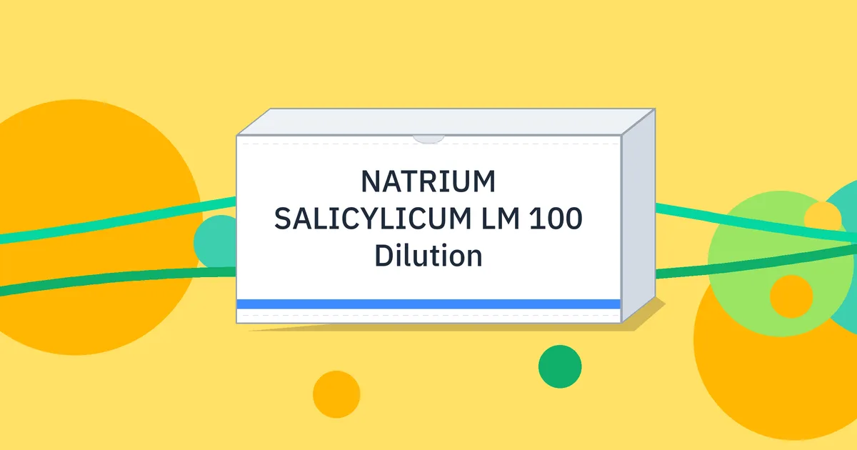 Symbolbild: Packung mit der Aufschrift NATRIUM SALICYLICUM LM 100 Dilution (PZN 12966713) – Verfügbarkeit und Bezug in Apotheken in Frankfurt am Main