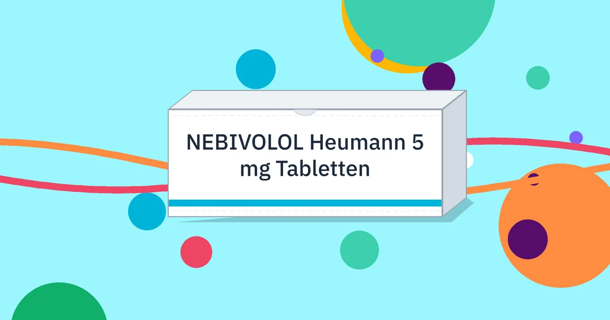 Symbolbild: Packung mit der Aufschrift NEBIVOLOL Heumann 5 mg Tabletten (PZN 03774216) – Verfügbarkeit und Bezug in Apotheken in Frankfurt am Main
