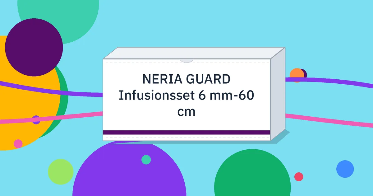 Symbolbild: Packung mit der Aufschrift NERIA GUARD Infusionsset 6 mm-60 cm (PZN 20858653) – Verfügbarkeit und Bezug in Apotheken in Frankfurt am Main
