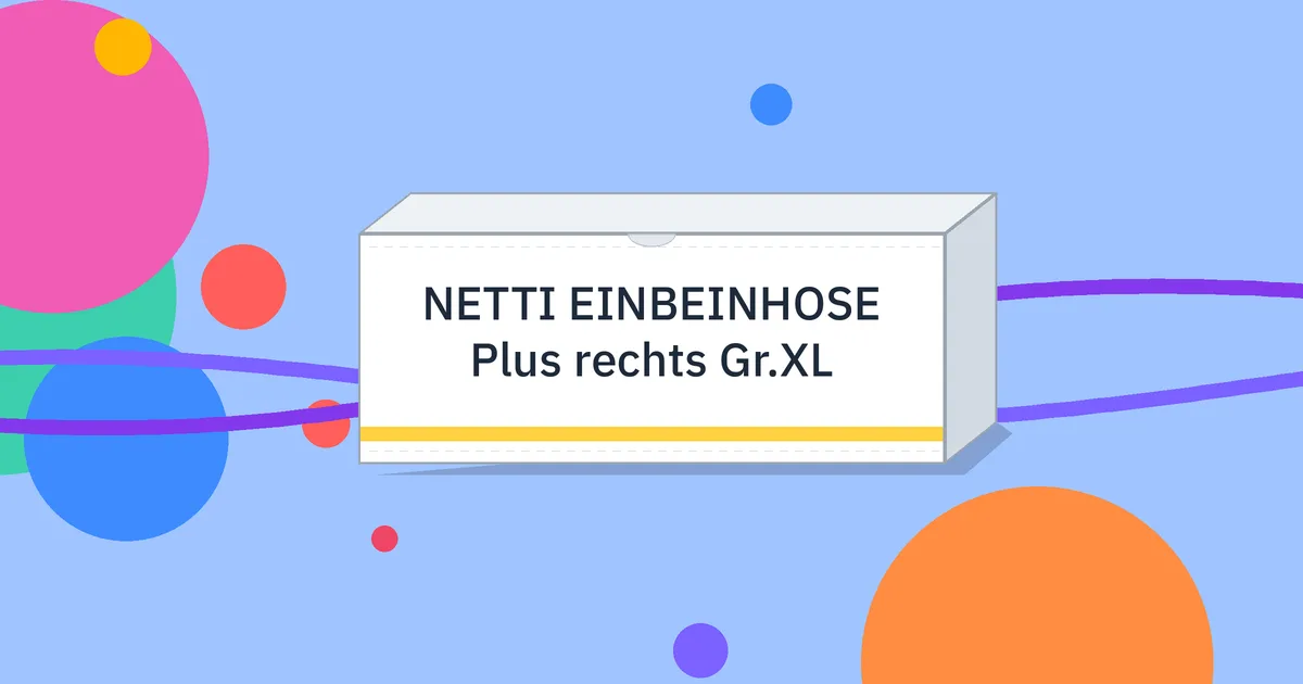 Symbolbild: Packung mit der Aufschrift NETTI EINBEINHOSE Plus rechts Gr.XL (PZN 05518078) – Verfügbarkeit und Bezug in Apotheken in Frankfurt am Main
