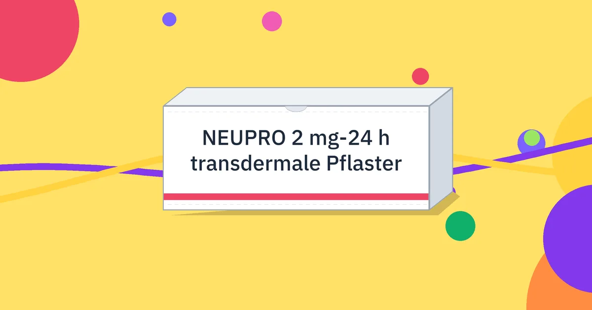 Symbolbild: Packung mit der Aufschrift NEUPRO 2 mg-24 h transdermale Pflaster (PZN 10393704) – Verfügbarkeit und Bezug in Apotheken in Frankfurt am Main