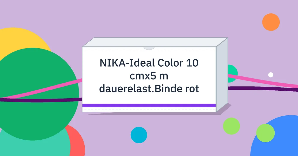 Symbolbild: Packung mit der Aufschrift NIKA-Ideal Color 10 cmx5 m dauerelast.Binde rot (PZN 14235913) – Verfügbarkeit und Bezug in Apotheken in Frankfurt am Main