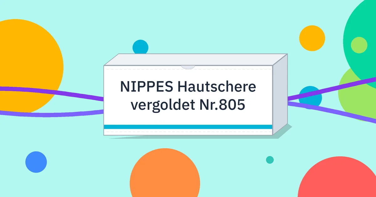 Symbolbild: Packung mit der Aufschrift NIPPES Hautschere vergoldet Nr.805 (PZN 07614981) – Verfügbarkeit und Bezug in Apotheken in Frankfurt am Main