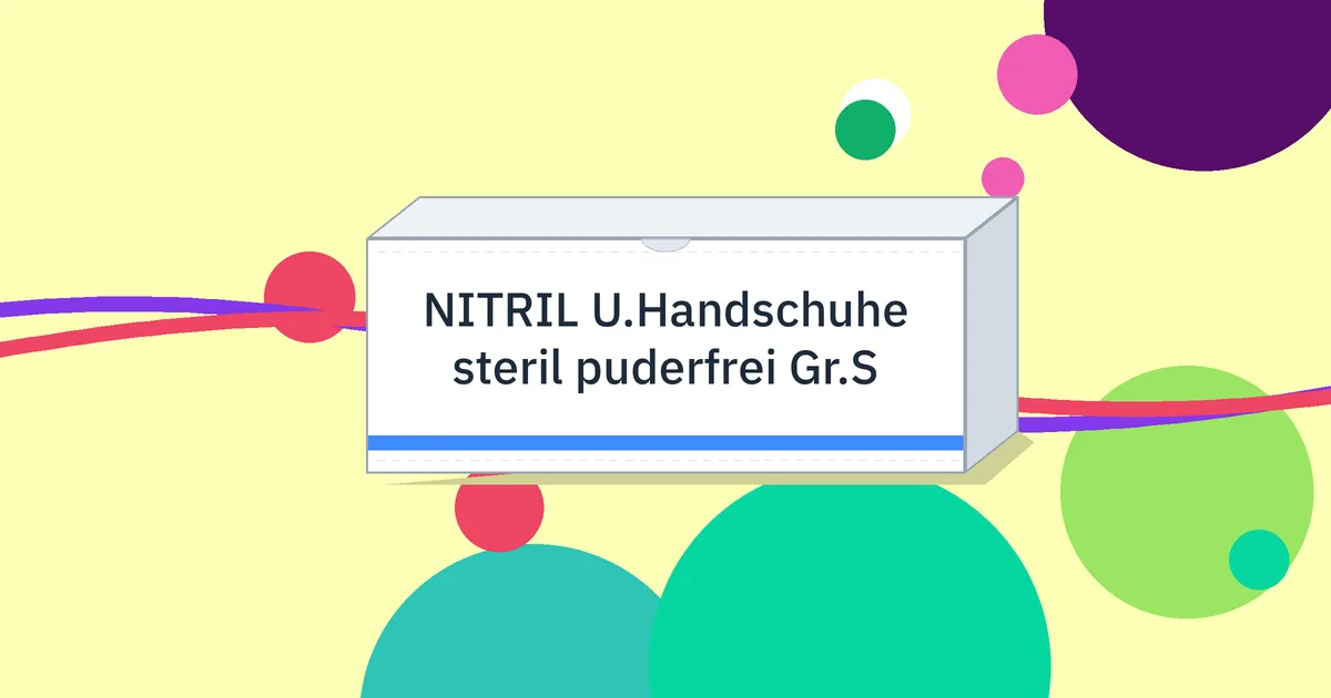 Symbolbild: Packung mit der Aufschrift NITRIL U.Handschuhe steril puderfrei Gr.S (PZN 09635444) – Verfügbarkeit und Bezug in Apotheken in Frankfurt am Main