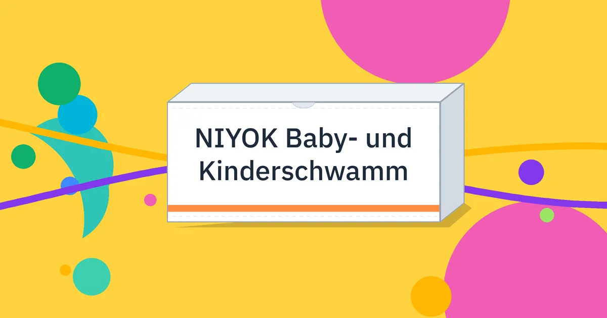 Symbolbild: Packung mit der Aufschrift NIYOK Baby- und Kinderschwamm (PZN 19543795) – Verfügbarkeit und Bezug in Apotheken in Frankfurt am Main
