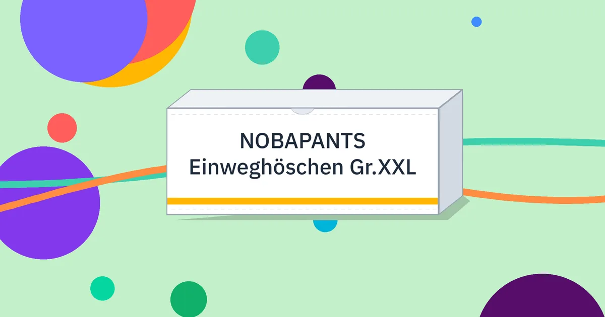 Symbolbild: Packung mit der Aufschrift NOBAPANTS Einweghöschen Gr.XXL (PZN 16259332) – Verfügbarkeit und Bezug in Apotheken in Frankfurt am Main