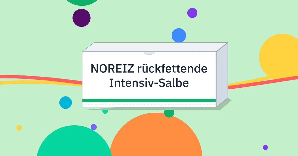 Symbolbild: Packung mit der Aufschrift NOREIZ rückfettende Intensiv-Salbe (PZN 11863158) – Verfügbarkeit und Bezug in Apotheken in Frankfurt am Main