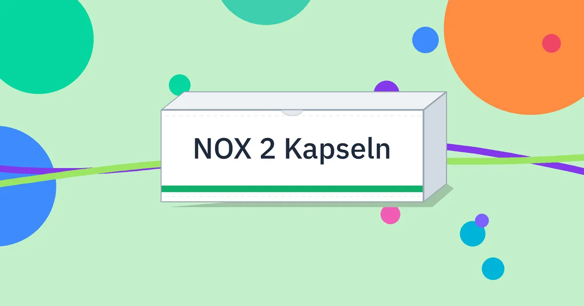 Symbolbild: Packung mit der Aufschrift NOX 2 Kapseln (PZN 10732589) – Verfügbarkeit und Bezug in Apotheken in Frankfurt am Main