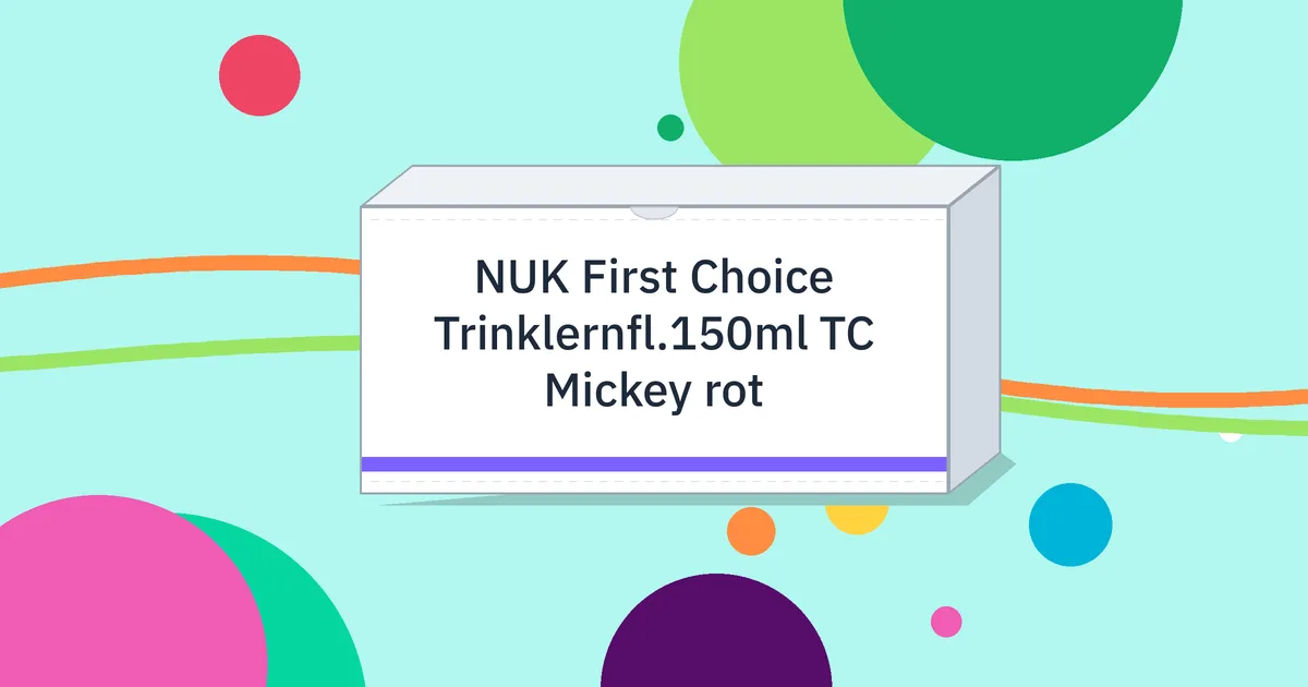 Symbolbild: Packung mit der Aufschrift NUK First Choice Trinklernfl.150ml TC Mickey rot (PZN 16917634) – Verfügbarkeit und Bezug in Apotheken in Frankfurt am Main