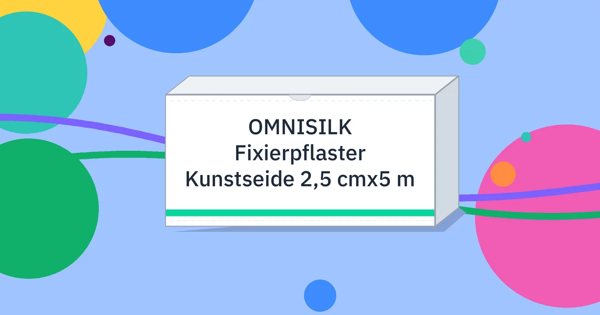 Symbolbild: Packung mit der Aufschrift OMNISILK Fixierpflaster Kunstseide 2,5 cmx5 m (PZN 14443391) – Verfügbarkeit und Bezug in Apotheken in Frankfurt am Main