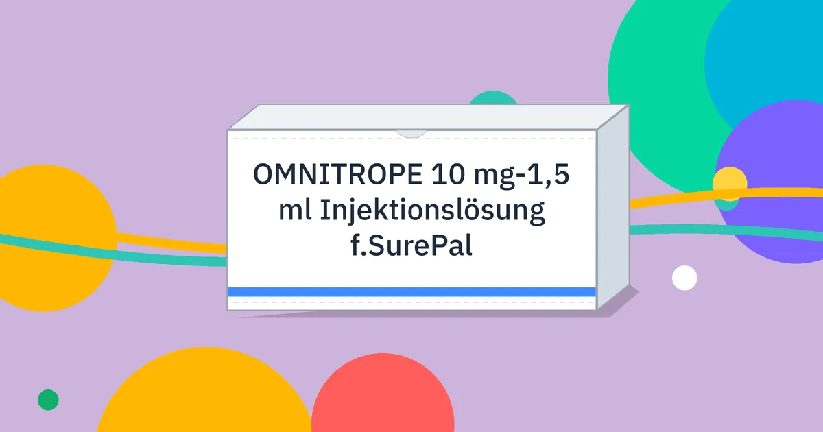 Symbolbild: Packung mit der Aufschrift OMNITROPE 10 mg-1,5 ml Injektionslösung f.SurePal (PZN 13625500) – Verfügbarkeit und Bezug in Apotheken in Frankfurt am Main