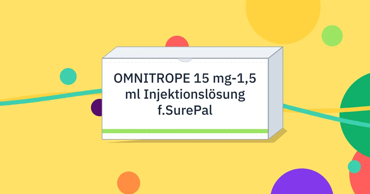 Symbolbild: Packung mit der Aufschrift OMNITROPE 15 mg-1,5 ml Injektionslösung f.SurePal (PZN 18467750) – Verfügbarkeit und Bezug in Apotheken in Frankfurt am Main