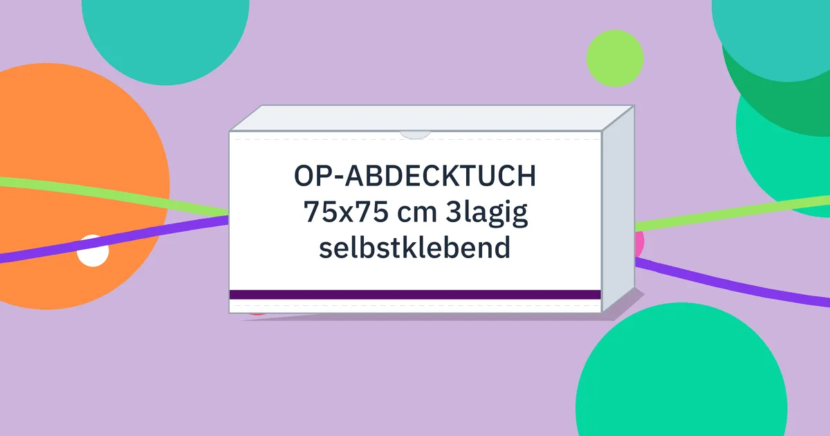 Symbolbild: Packung mit der Aufschrift OP-ABDECKTUCH 75x75 cm 3lagig selbstklebend (PZN 13651325) – Verfügbarkeit und Bezug in Apotheken in Frankfurt am Main