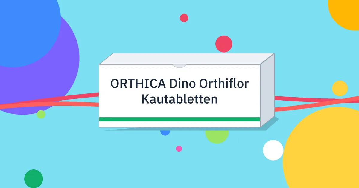 Symbolbild: Packung mit der Aufschrift ORTHICA Dino Orthiflor Kautabletten (PZN 19440658) – Verfügbarkeit und Bezug in Apotheken in Frankfurt am Main