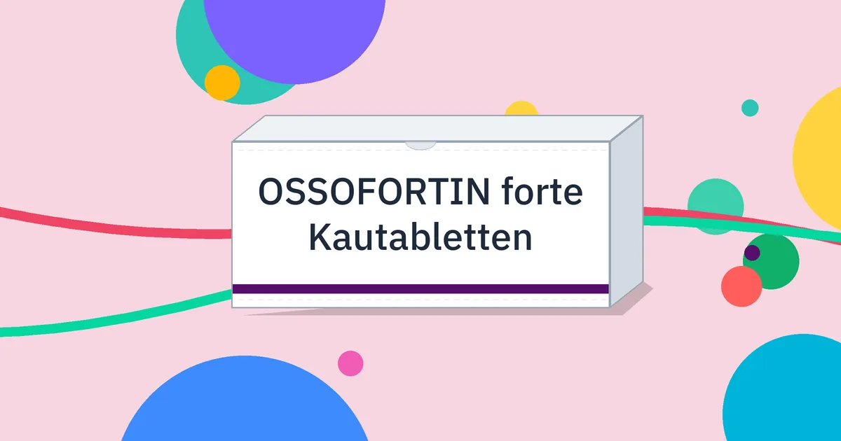 Symbolbild: Packung mit der Aufschrift OSSOFORTIN forte Kautabletten (PZN 00473632) – Verfügbarkeit und Bezug in Apotheken in Frankfurt am Main
