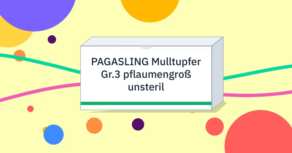 Symbolbild: Packung mit der Aufschrift PAGASLING Mulltupfer Gr.3 pflaumengroß unsteril (PZN 03509307) – Verfügbarkeit und Bezug in Apotheken in Frankfurt am Main