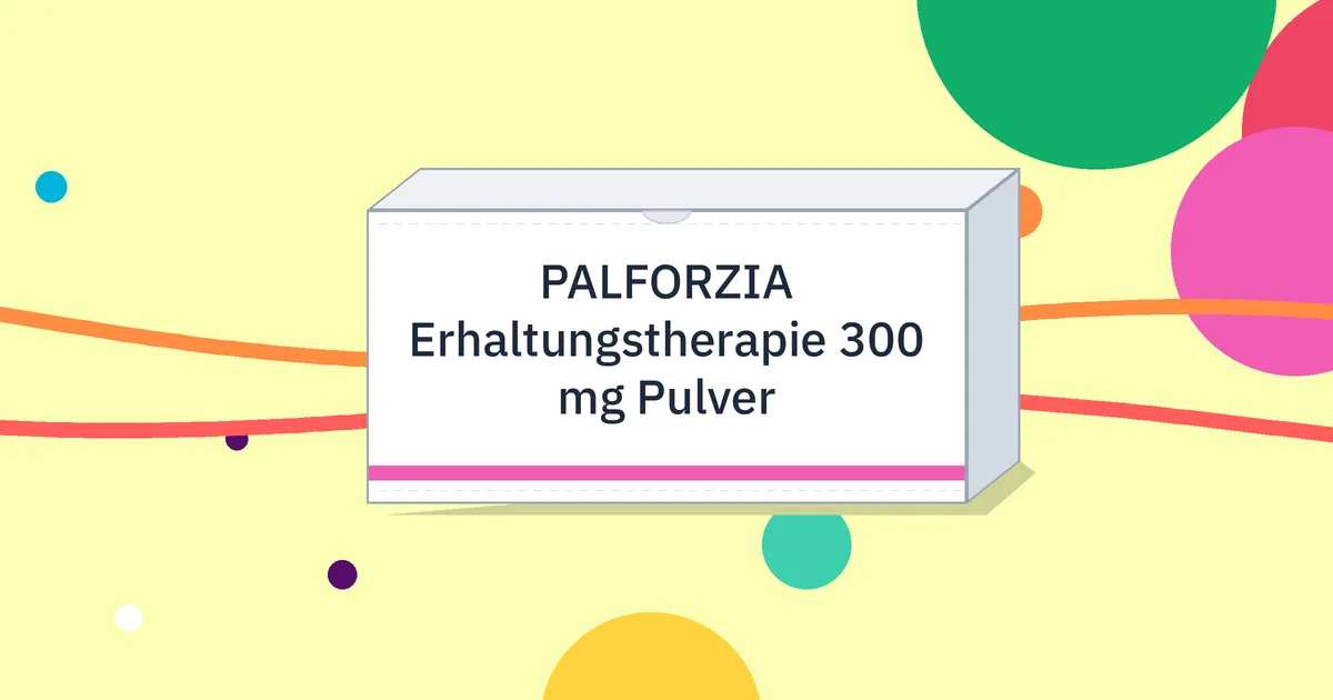 Symbolbild: Packung mit der Aufschrift PALFORZIA Erhaltungstherapie 300 mg Pulver (PZN 16903307) – Verfügbarkeit und Bezug in Apotheken in Frankfurt am Main