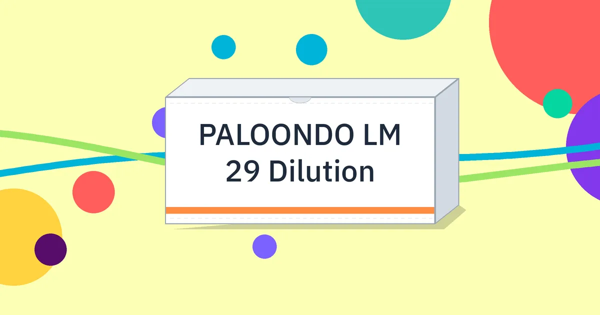 Symbolbild: Packung mit der Aufschrift PALOONDO LM 29 Dilution (PZN 13630524) – Verfügbarkeit und Bezug in Apotheken in Frankfurt am Main