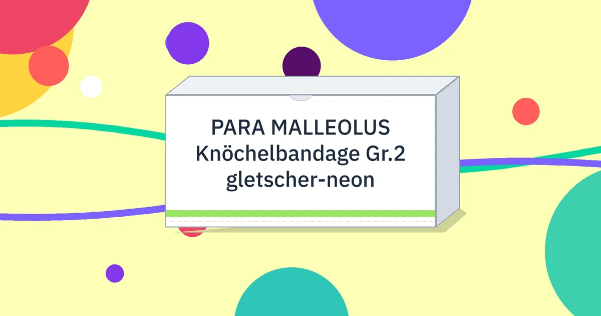 Symbolbild: Packung mit der Aufschrift PARA MALLEOLUS Knöchelbandage Gr.2 gletscher-neon (PZN 13763685) – Verfügbarkeit und Bezug in Apotheken in Frankfurt am Main