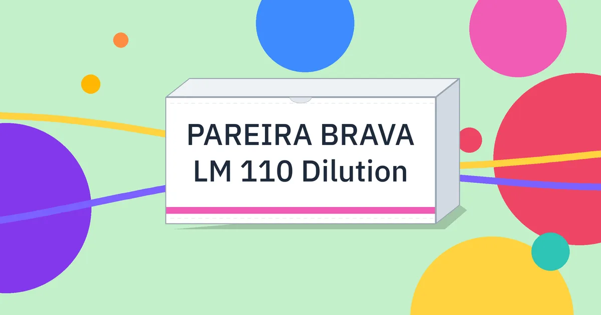 Symbolbild: Packung mit der Aufschrift PAREIRA BRAVA LM 110 Dilution (PZN 13631682) – Verfügbarkeit und Bezug in Apotheken in Frankfurt am Main