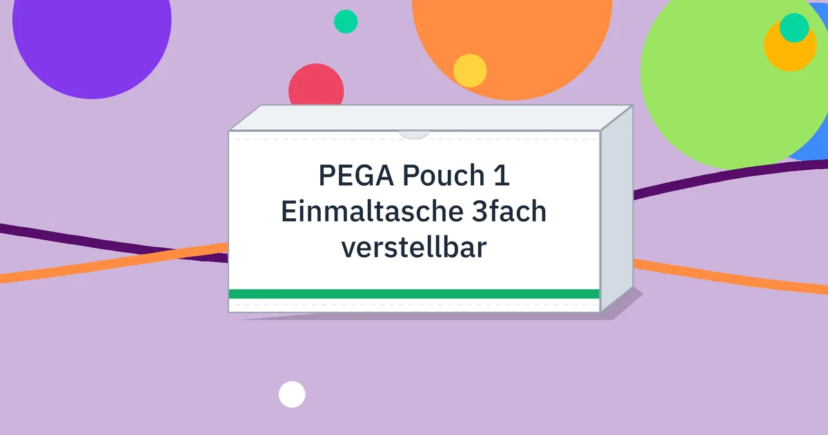 Symbolbild: Packung mit der Aufschrift PEGA Pouch 1 Einmaltasche 3fach verstellbar (PZN 11016139) – Verfügbarkeit und Bezug in Apotheken in Frankfurt am Main