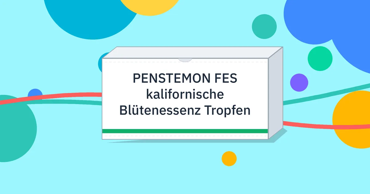 Symbolbild: Packung mit der Aufschrift PENSTEMON FES kalifornische Blütenessenz Tropfen (PZN 09172582) – Verfügbarkeit und Bezug in Apotheken in Frankfurt am Main