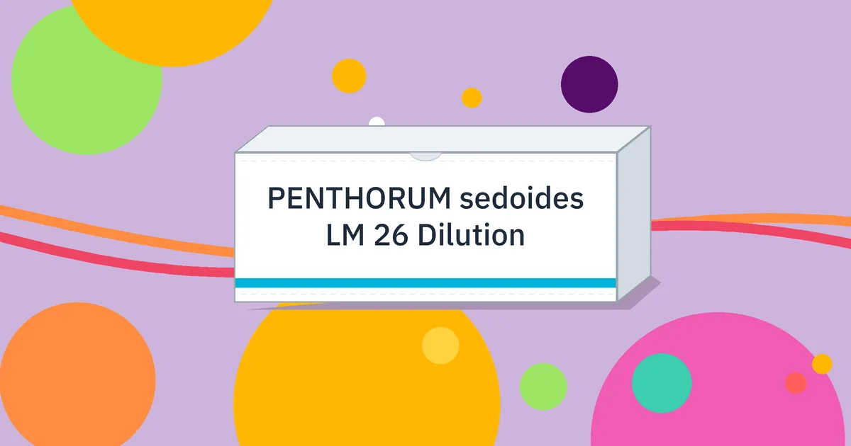 Symbolbild: Packung mit der Aufschrift PENTHORUM sedoides LM 26 Dilution (PZN 13634806) – Verfügbarkeit und Bezug in Apotheken in Frankfurt am Main