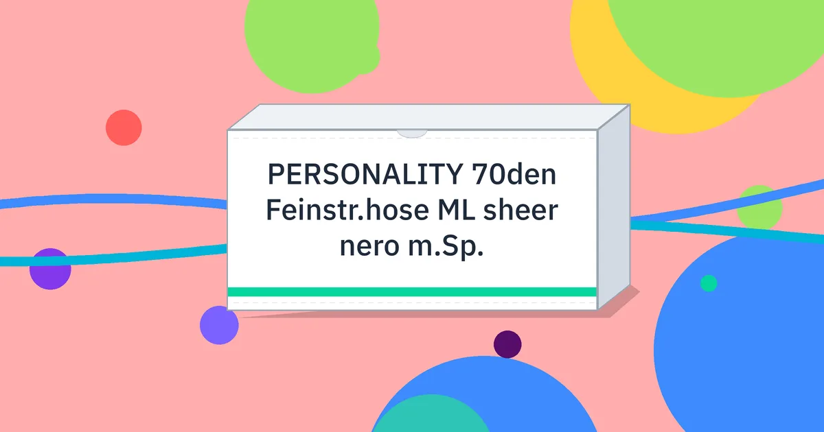 Symbolbild: Packung mit der Aufschrift PERSONALITY 70den Feinstr.hose ML sheer nero m.Sp. (PZN 16189318) – Verfügbarkeit und Bezug in Apotheken in Frankfurt am Main