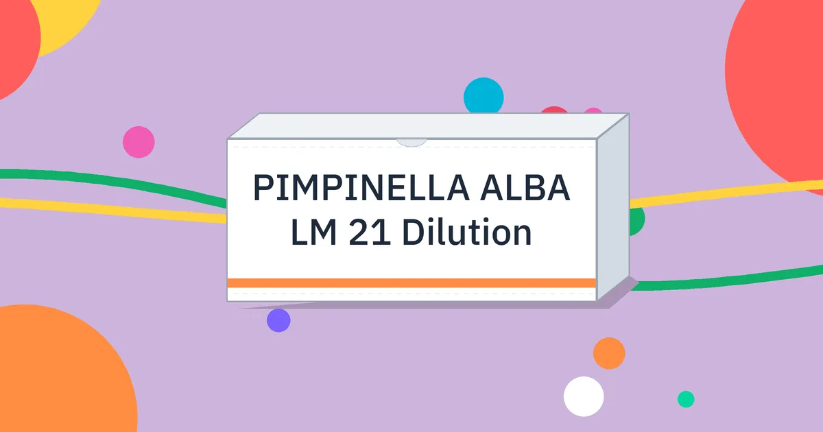 Symbolbild: Packung mit der Aufschrift PIMPINELLA ALBA LM 21 Dilution (PZN 13643998) – Verfügbarkeit und Bezug in Apotheken in Frankfurt am Main