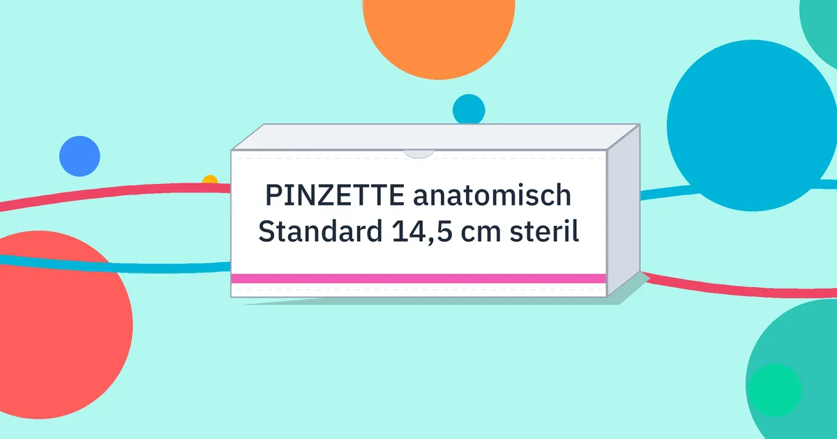 Symbolbild: Packung mit der Aufschrift PINZETTE anatomisch Standard 14,5 cm steril (PZN 19978375) – Verfügbarkeit und Bezug in Apotheken in Frankfurt am Main