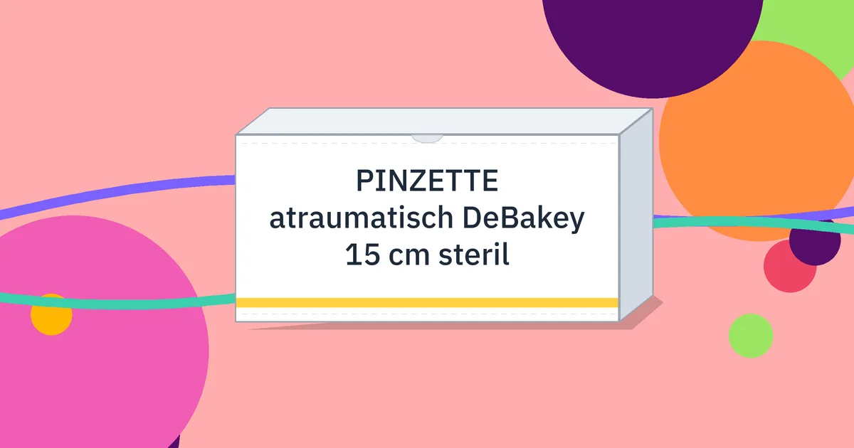 Symbolbild: Packung mit der Aufschrift PINZETTE atraumatisch DeBakey 15 cm steril (PZN 17248069) – Verfügbarkeit und Bezug in Apotheken in Frankfurt am Main